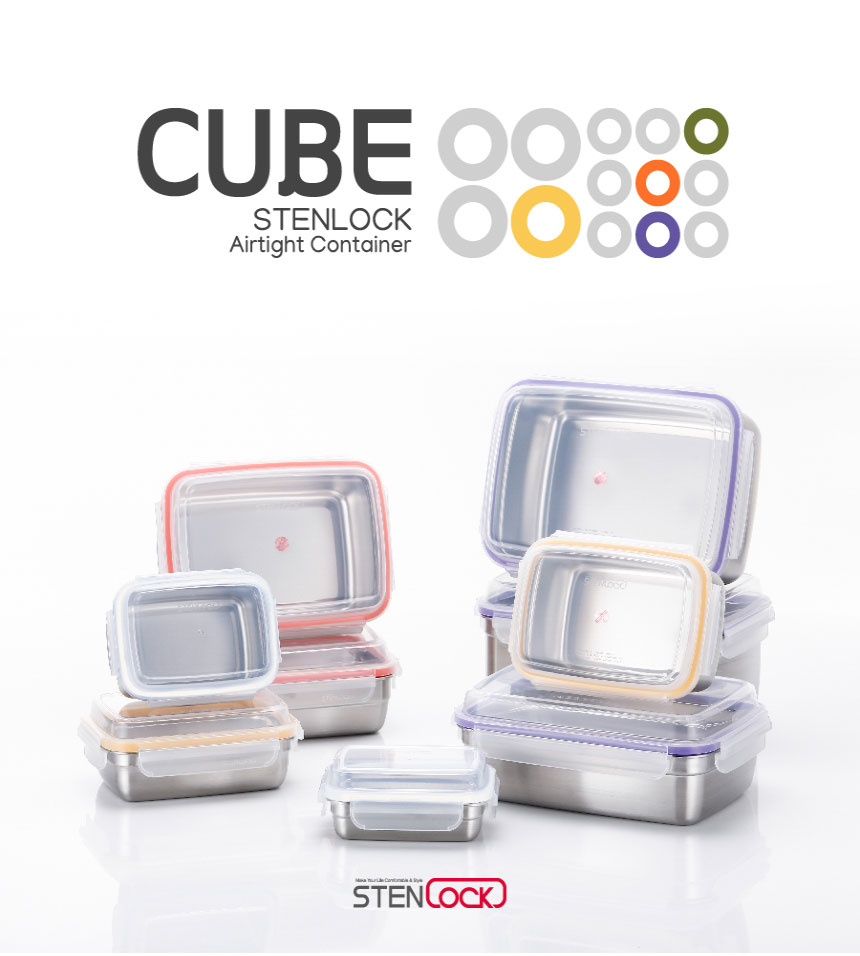 스텐락 뉴큐브 직사각6-1호 1000ml 스텐 반찬통 밀폐용기상품상세_동원몰